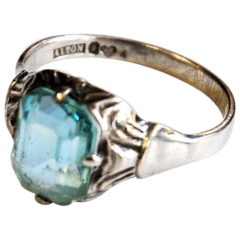 Light Blue Stone Silver Ring by KE Palmberg for Alton, Sweden, 1970s at ...