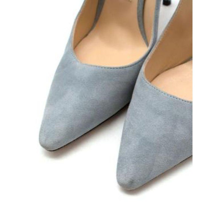 Light blue suede heeled pumps For Sale at 1stDibs