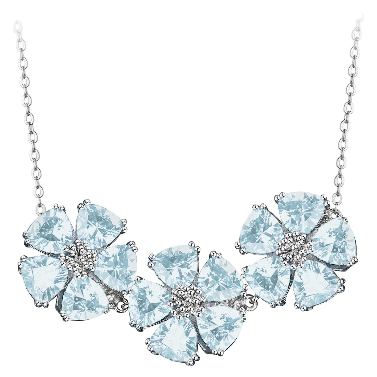 Light Blue Sapphire 123 Blossom Stone Necklace For Sale at 1stDibs
