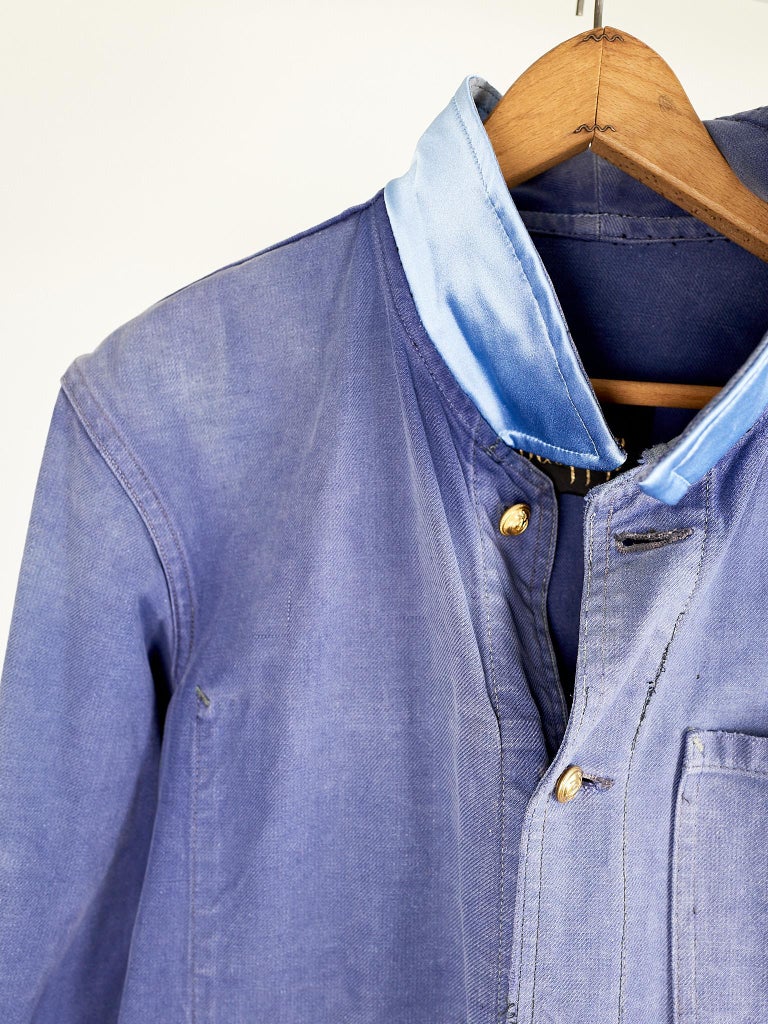 Light Blue Work Wear Jacket Pink White Gold Tweed Pockets Light Blue ...