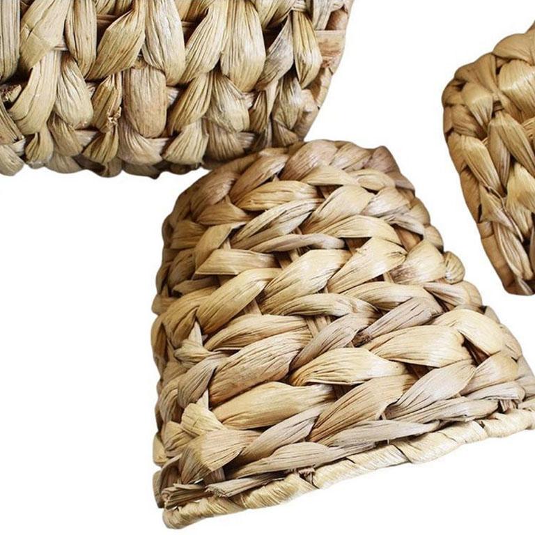 Light Brown Woven Raffia Wicker Bamboo Chandelier Lamp Shades, Set of 6 ...