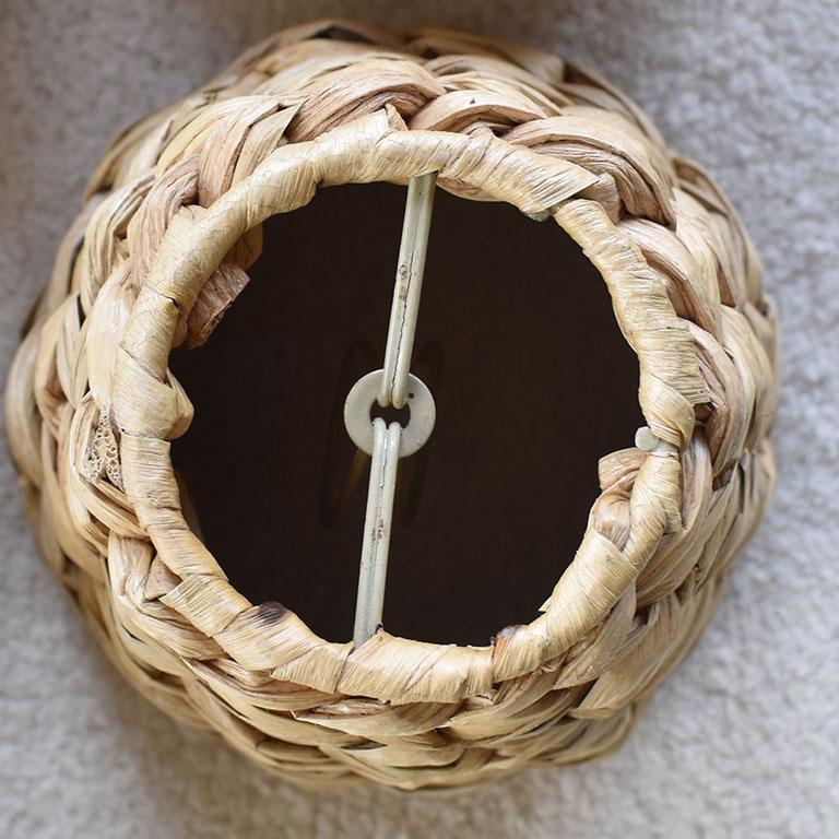 Light Brown Woven Raffia Wicker Bamboo Chandelier Lamp Shades, Set of 6 ...