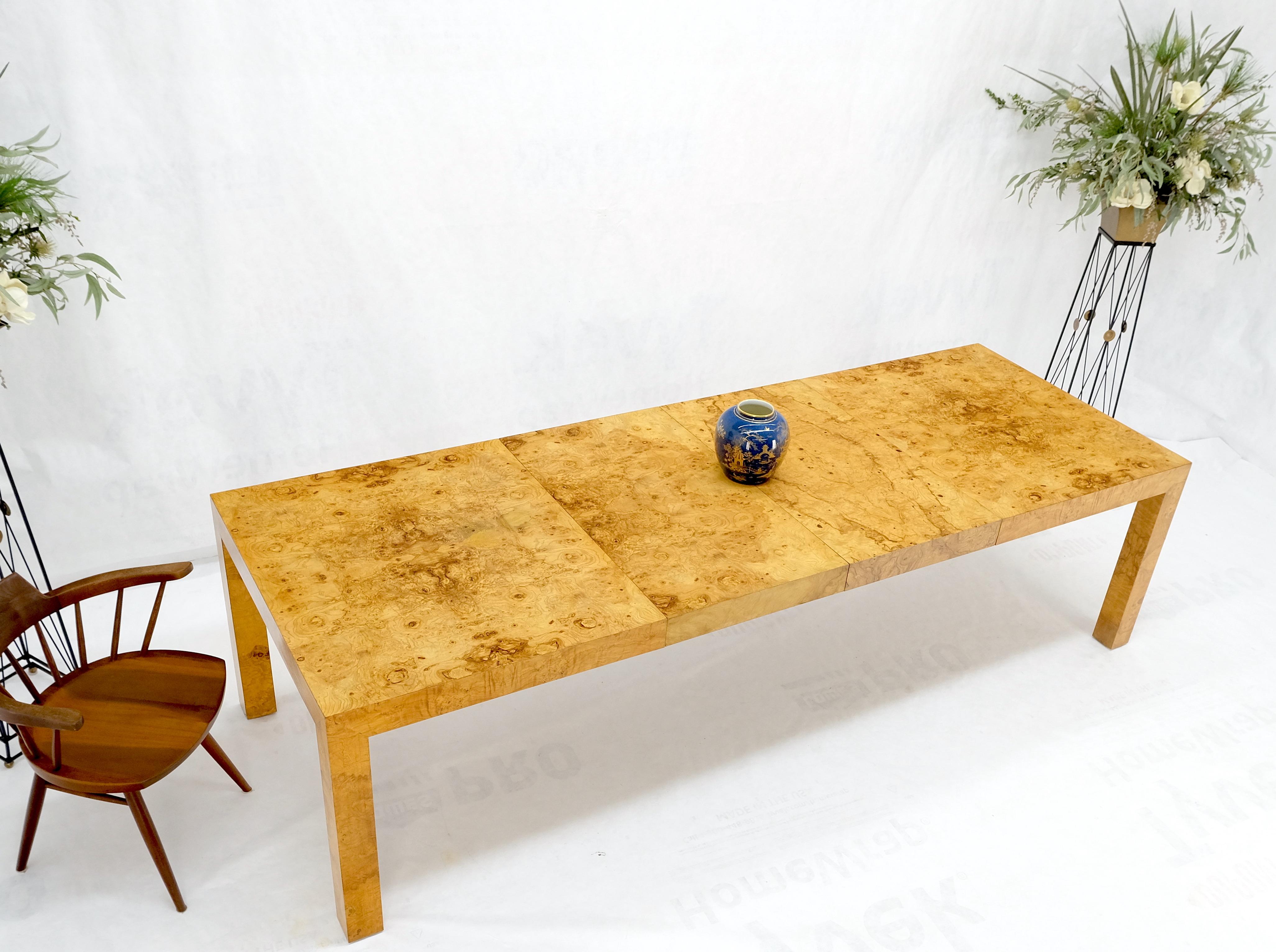 Light Burl Walnut Two Extention Leaves Boards Dining Conference Table ...