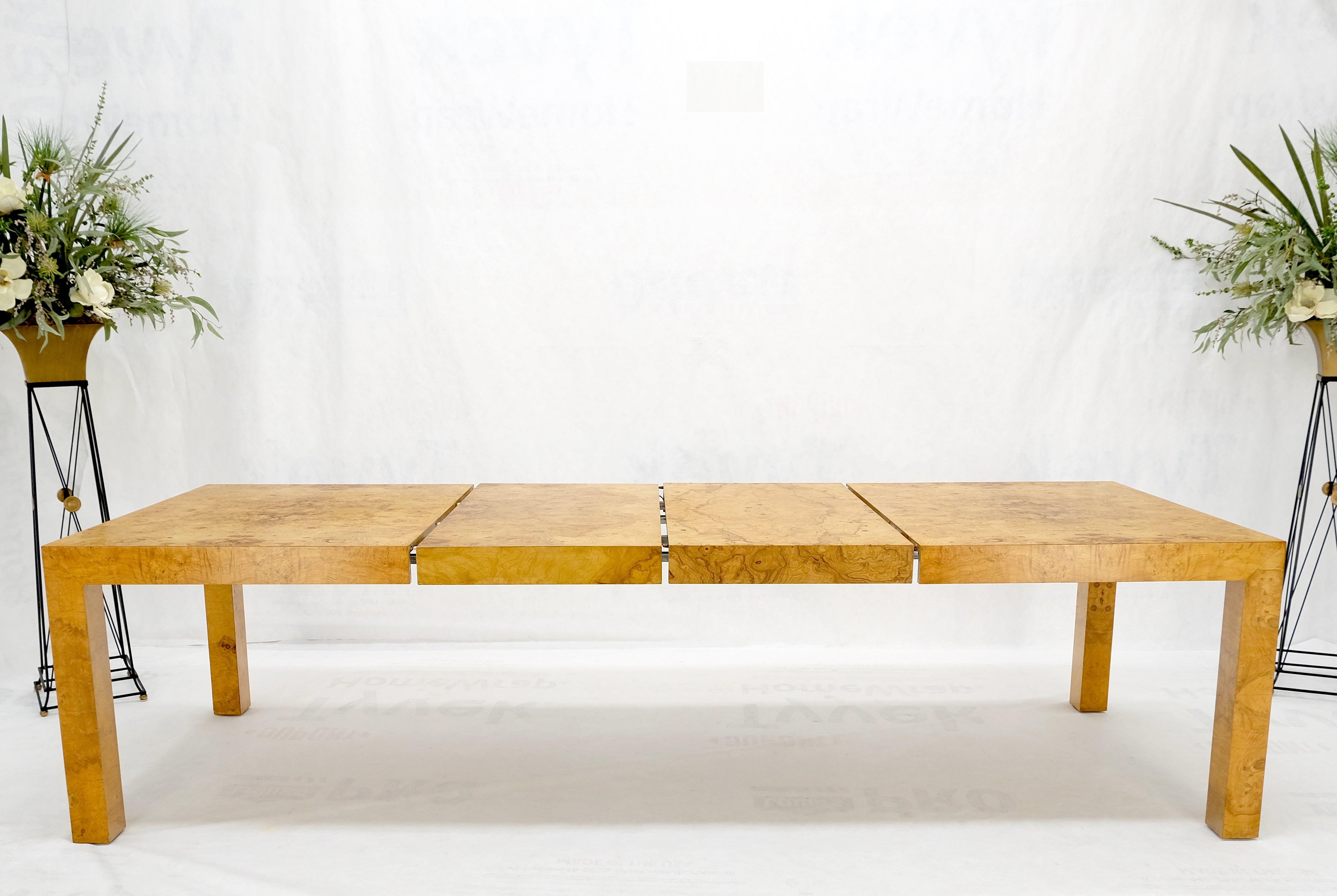 Light Burl Walnut Two Extention Leaves Boards Dining Conference Table ...