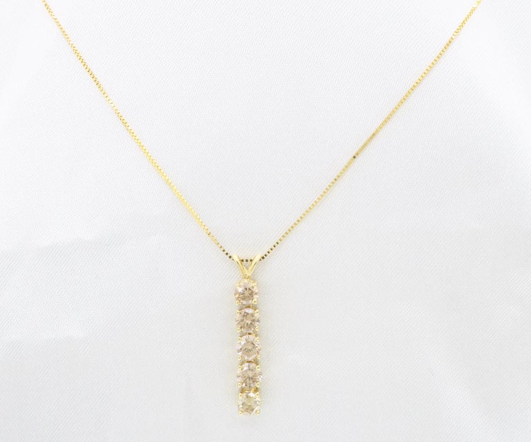Light Chocolate Diamond Line Pendant Necklace For Sale at 1stDibs