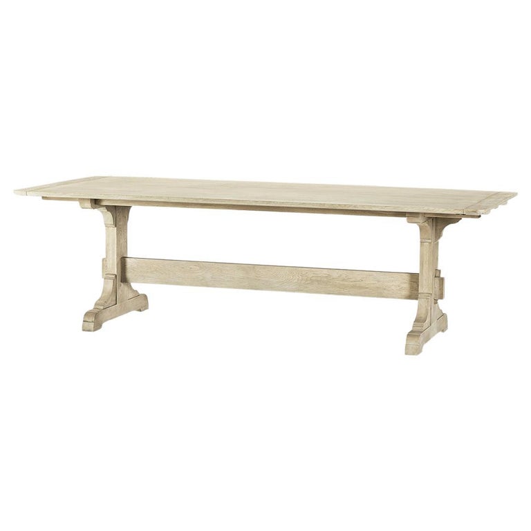 Light European Trestle End Dining Table For Sale at 1stDibs