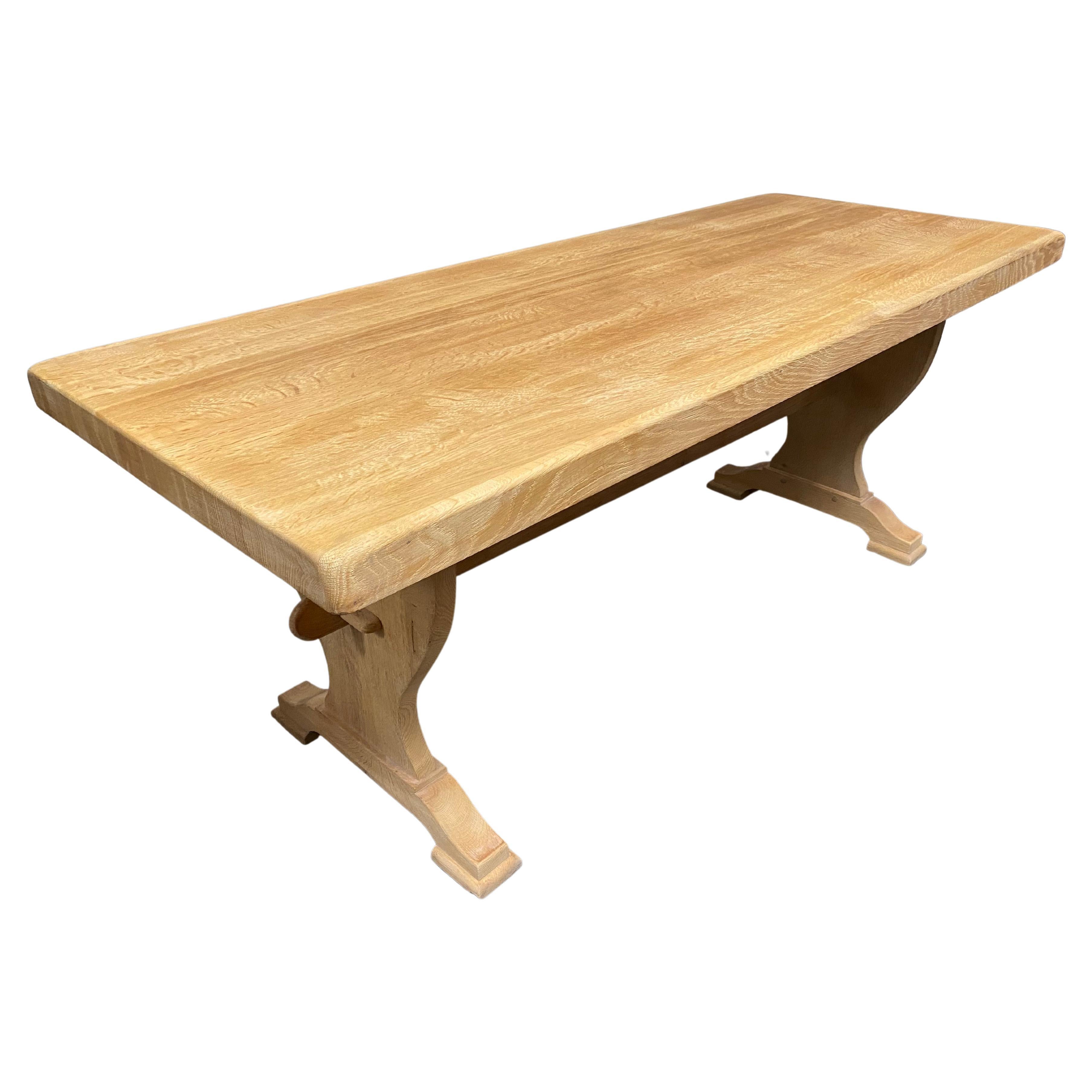 Large French Light Oak Farmhouse Dining Table For Sale at 1stDibs