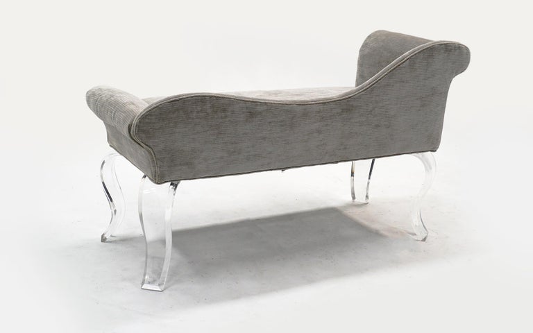 Light Gray Recamier / Settee in Light Gray Upholstery, Sculptural ...