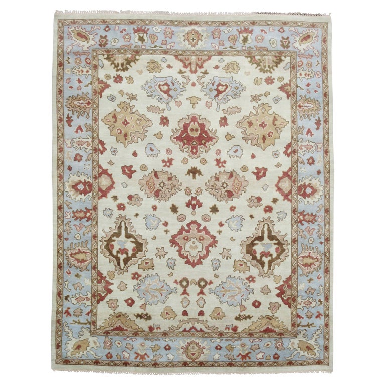 Light-Green Oushak Area Rug For Sale at 1stDibs