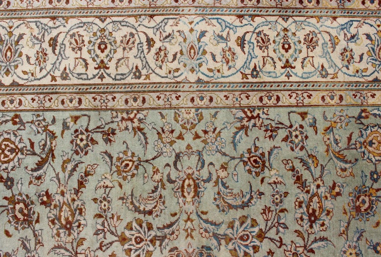 Light Green Vintage Persian Kashan Rug With All Over Design For Sale at ...