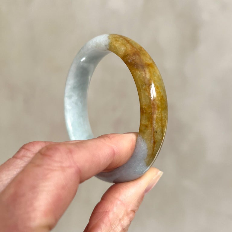Light Greenish Grey and Brown Jadeite Jade Bangle Bracelet, A-Jade ...
