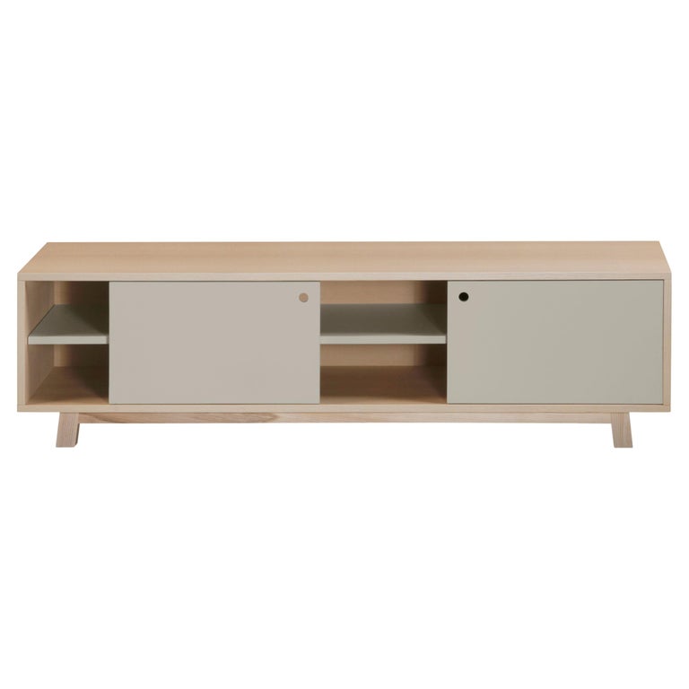 Light Grey 2-Door TV Cabinet in ash with 11 colours, design E. Gizard ...