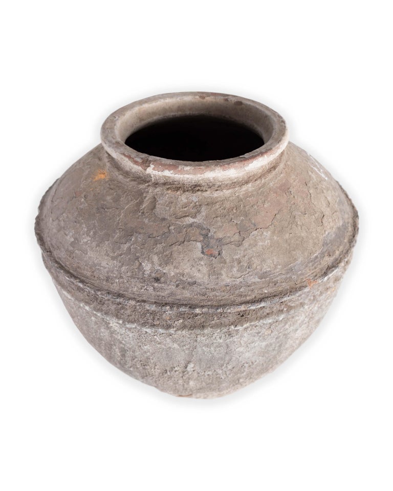 Light Grey Rustic Terracotta Pot For Sale at 1stDibs