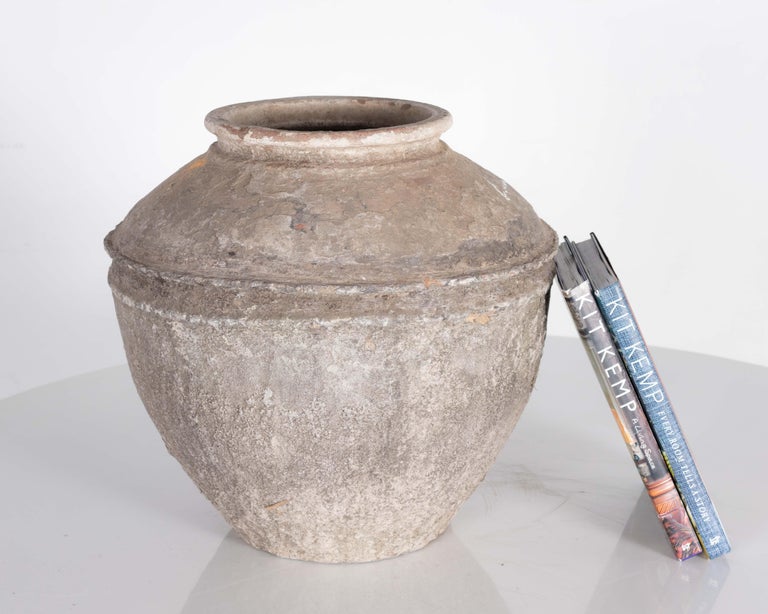 Light Grey Rustic Terracotta Pot For Sale at 1stDibs