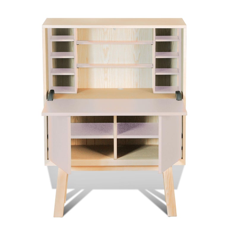 Light Grey design secretaire desk in Ash, 11 colours and 2 widths are ...