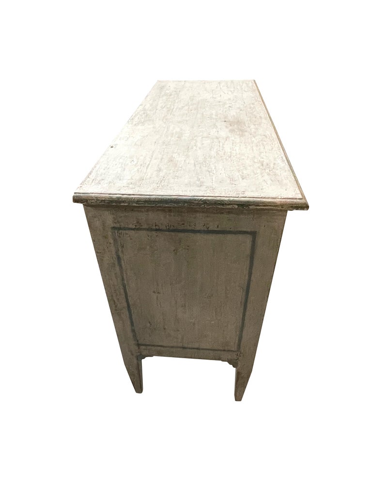 Light Grey with Blue Accents Pair Faux Painted Commodes, Italy, 1920s ...