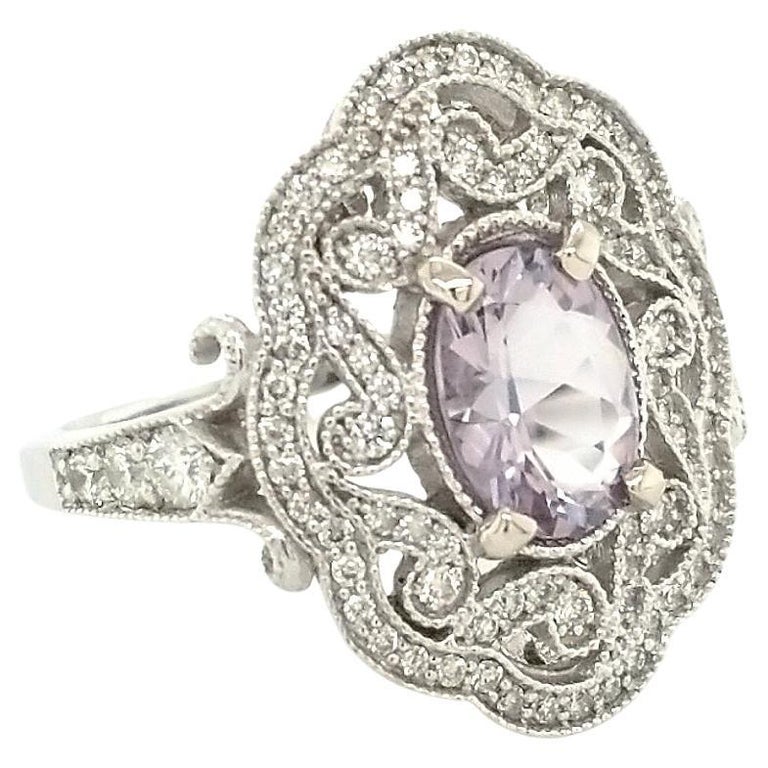 Light Lavender Scapolite and Diamond Vintage Inspired 14kt White Gold ...