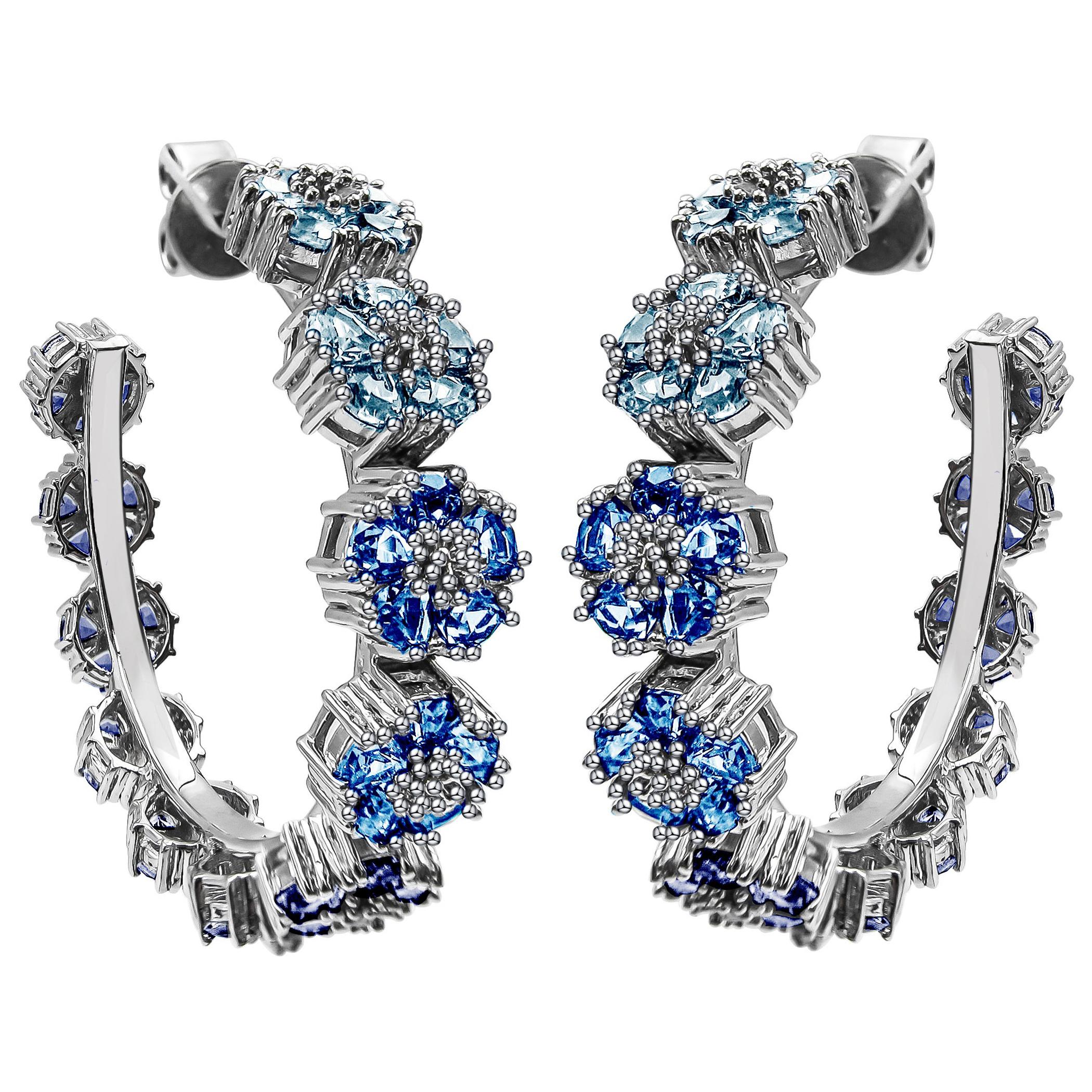 Light Medium and Dark Blue Topaz Ombre Blossom Gentile Large Gemstone ...