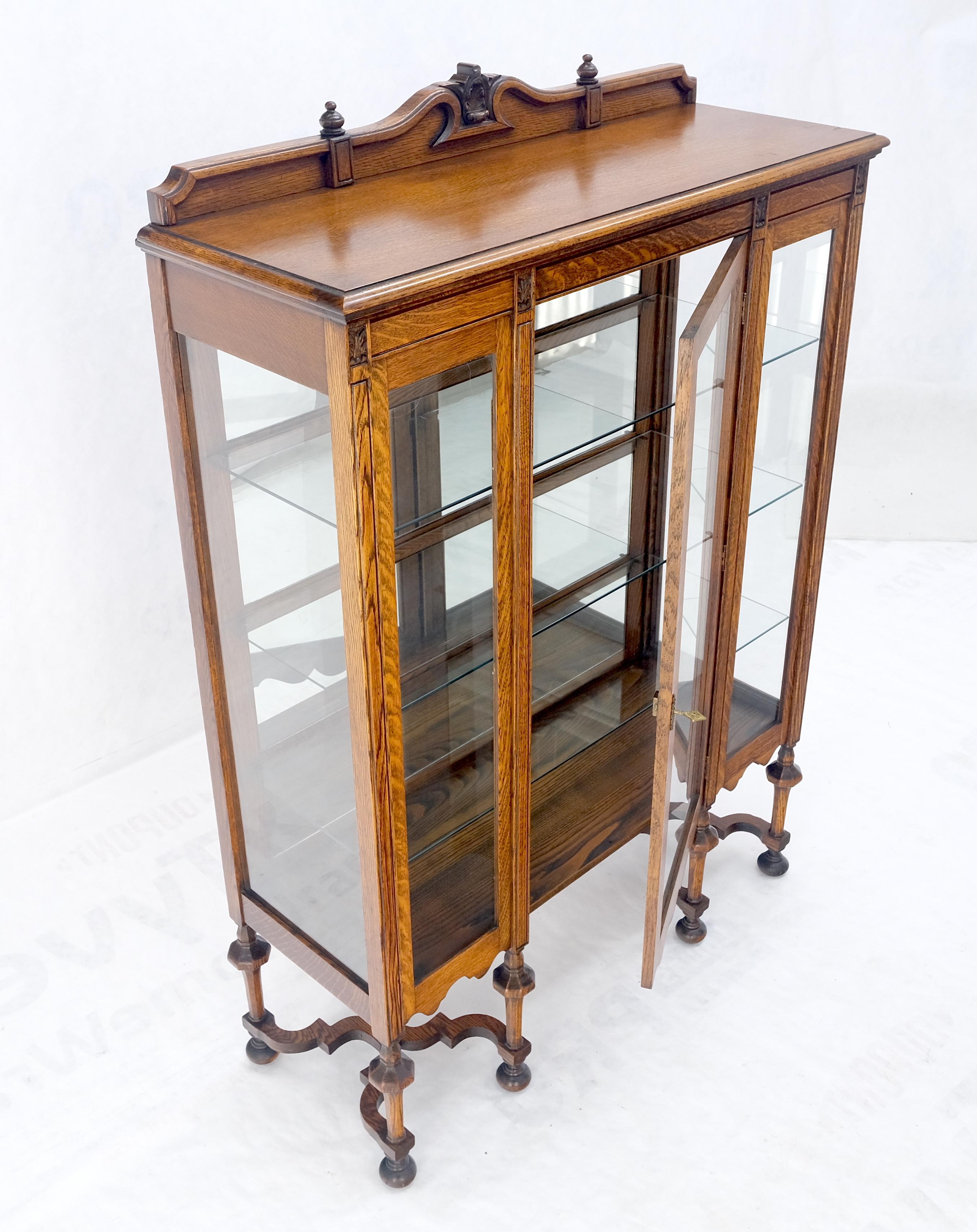 Light Oak Ball Feet Glass Doors Shelves China Curio Display Cabinet ...