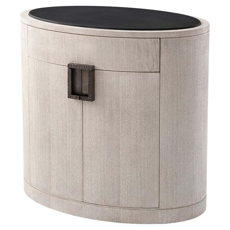 Light Oak Oval Nightstand For Sale at 1stDibs