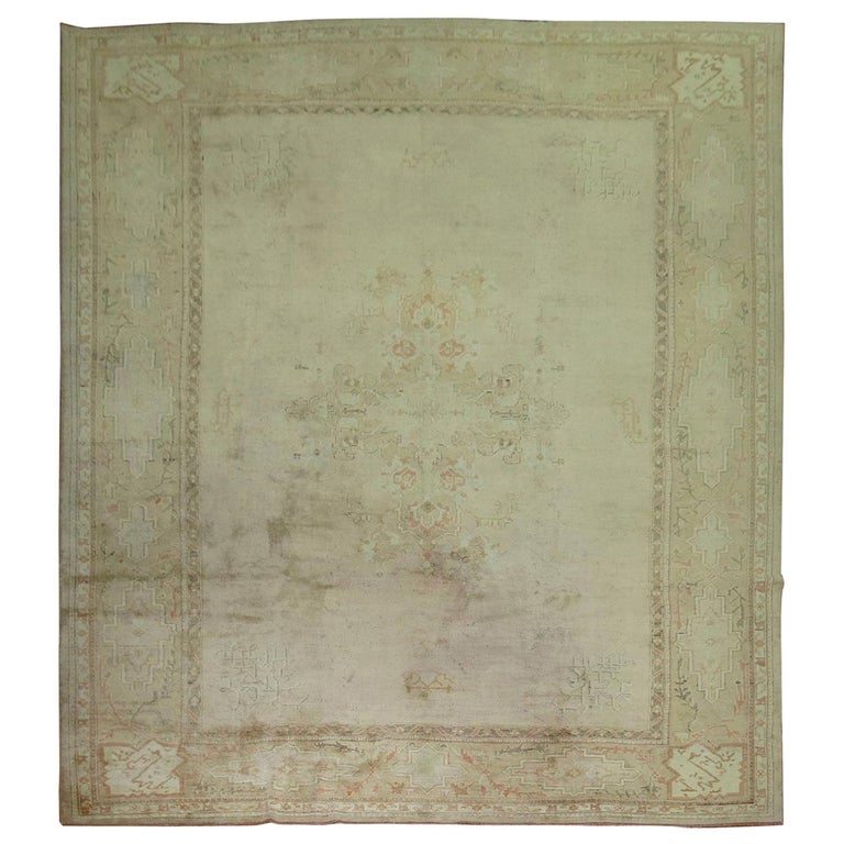 Light Pink Antique Turkish Oushak Oversize Rug For Sale at 1stDibs