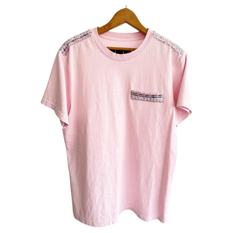 Light Pink T-Shirt Organic Cotton Epaulettes Lurex Chanel Tweed J ...