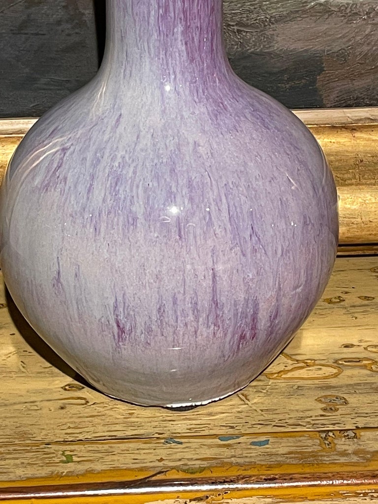 Light Purple Mottled Glaze Tall, Thin Neck Ceramic Vase, China ...