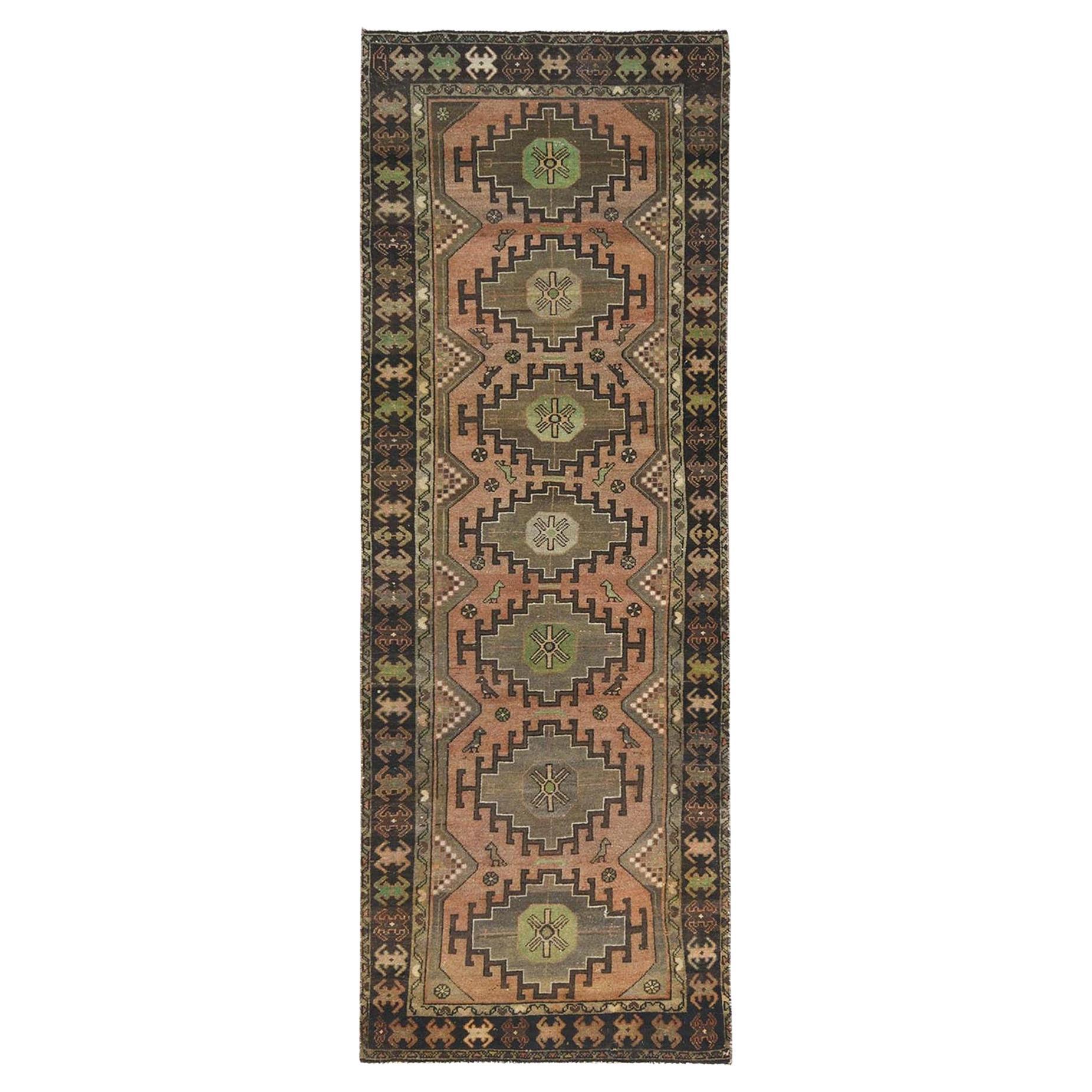 Semi Antique Persian Hamadan Wide Runner Overdyed Vintage Rug For Sale ...