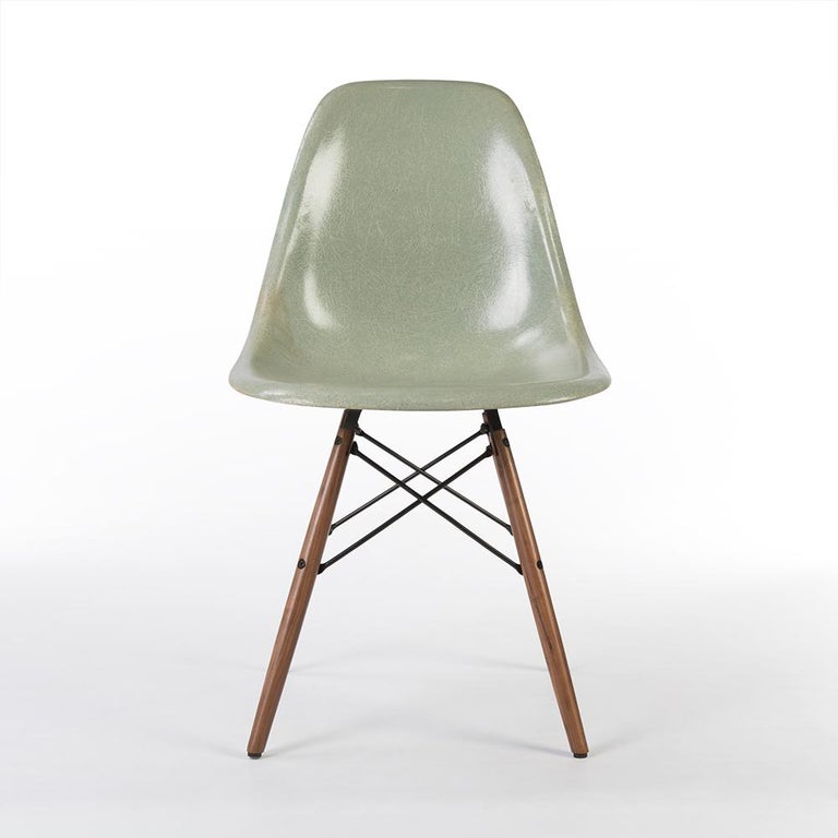 Light Seafoam Herman Miller Eames DSW Original Side Shell Chair at 1stDibs
