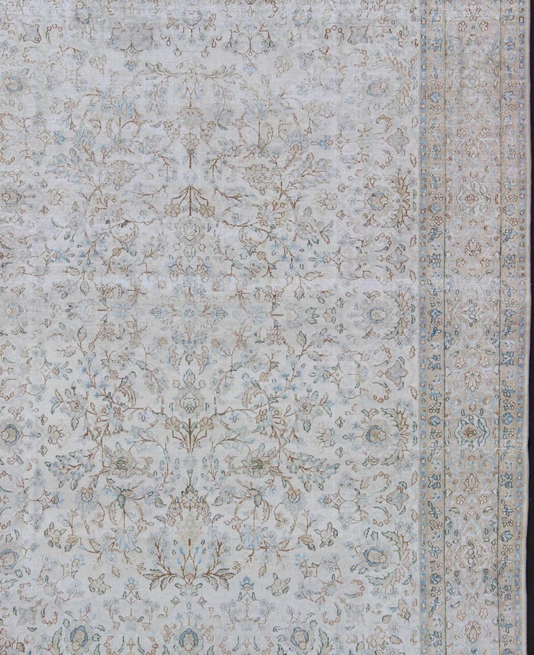 Light-Toned Antique Persian Lavar Kerman Rug with All-Over Vining ...