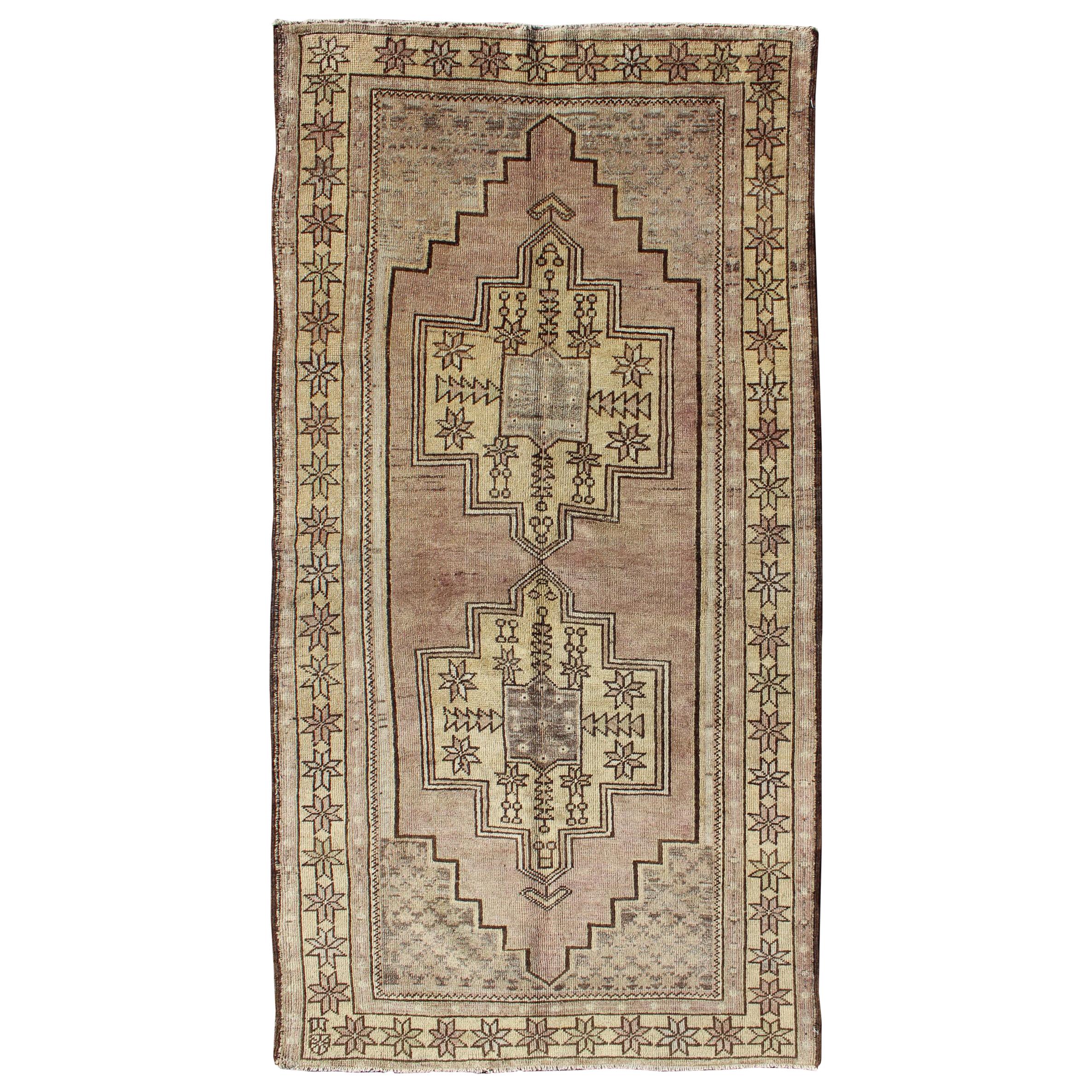 Tribal Turkish Rug from Turkey with Colorful Dual Central Medallion ...