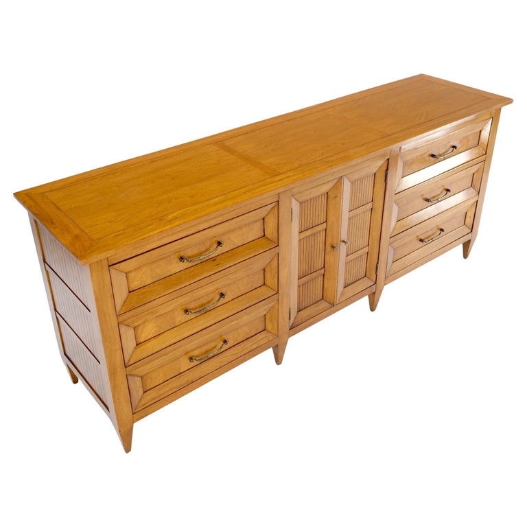 Light Walnut 8 Beveled Drawers Two Doors Compartment Long Dresser ...