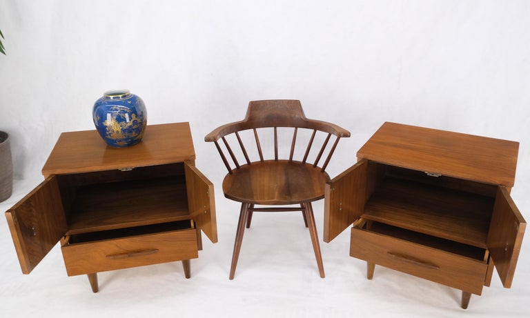 Light Walnut Double Door Compartment One Drawer Cone Tapered Legs End ...