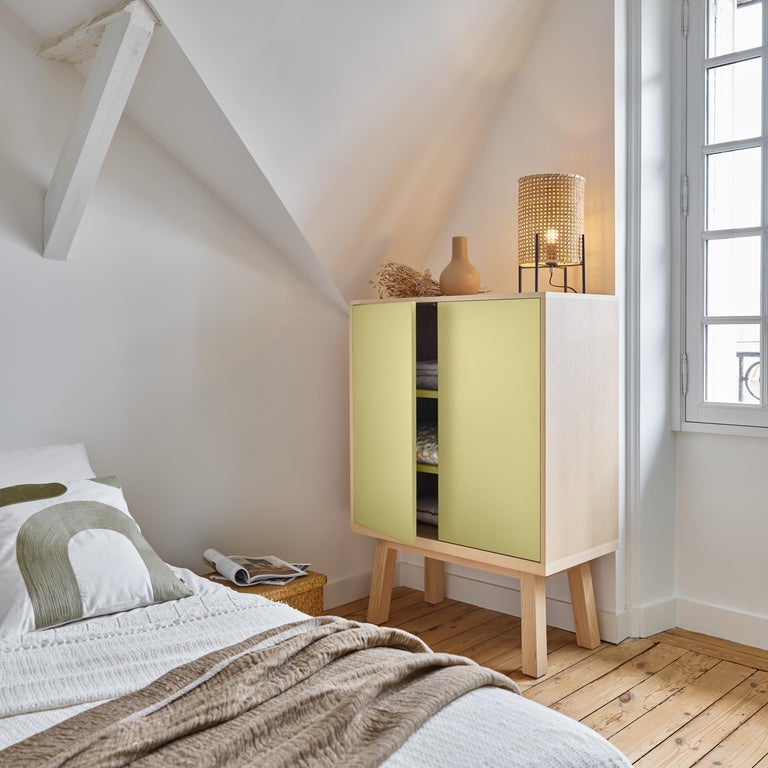 Light Yellow 2-Door Wardrobe in Ash Wood For Sale at 1stDibs