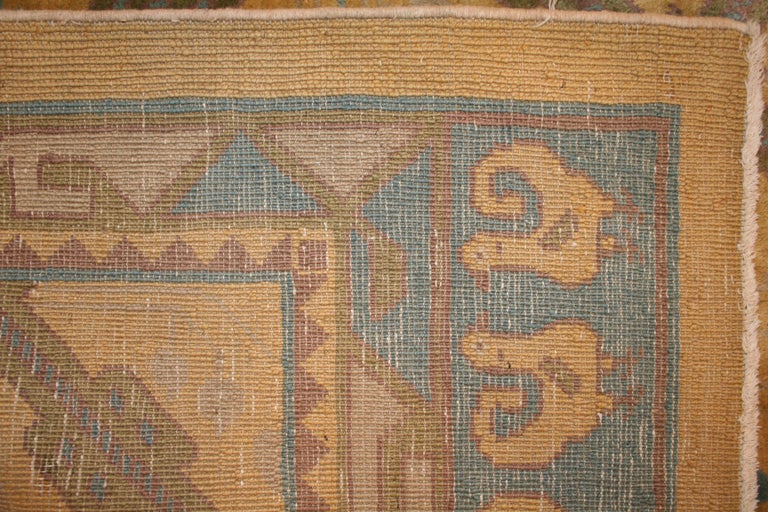 Light Yellow Chinese Art Deco Square Rug For Sale at 1stdibs