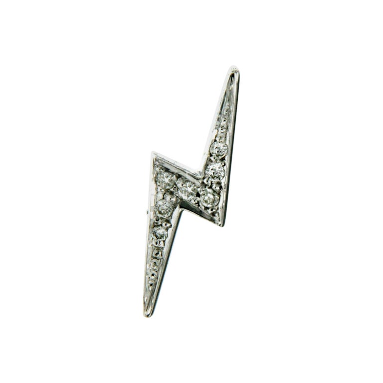 Lightning Bolt Gold Diamond Single Earring For Sale at 1stDibs