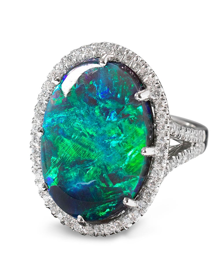Lightning Ridge Black Opal and Diamond Ring at 1stDibs | lightning ...