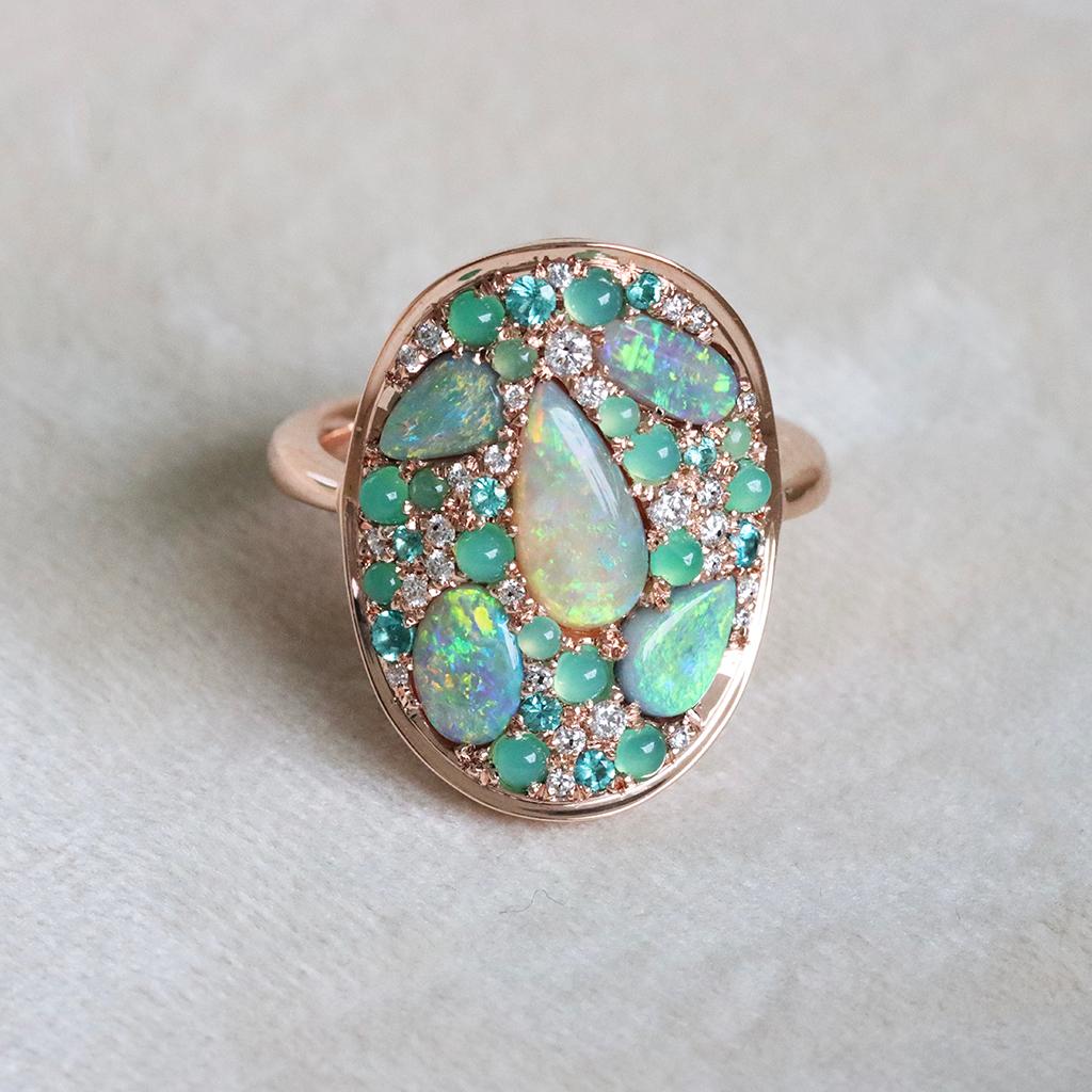 Lightning Ridge Opal Chrysophrase Paraiba Tourmaline White Diamond ...