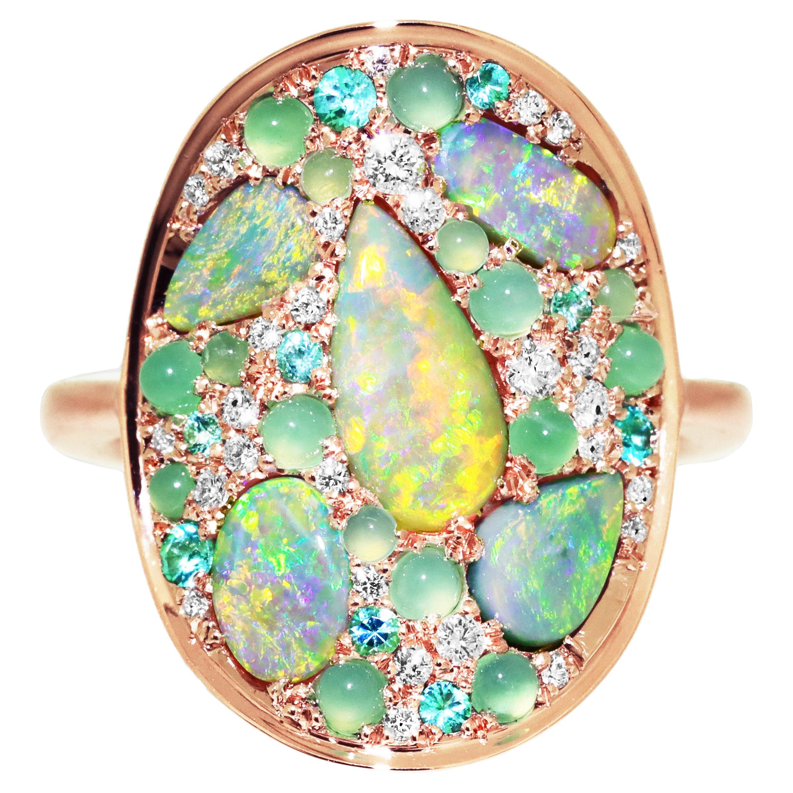 Lightning Ridge Opal Chrysophrase Paraiba Tourmaline White Diamond ...