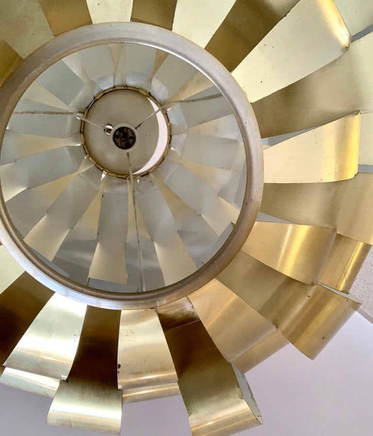 Lightolier Midcentury Brass Ribbon Pendant Light Chandelier by Max ...