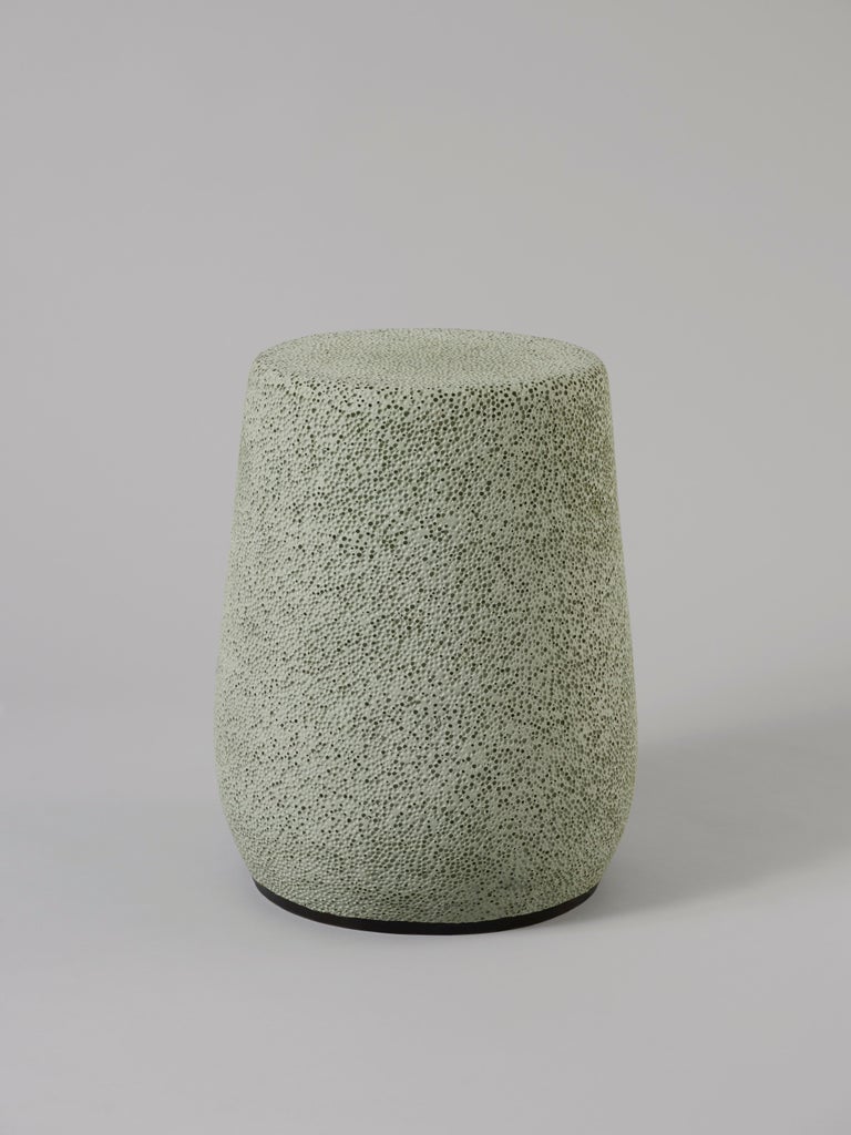 'Lightweight Porcelain' Stool and Side Table by Djim Berger, Grey Green ...