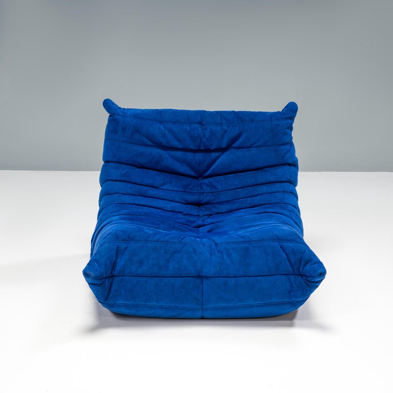 Ligne Roset by Michel Ducaroy Blue Alcantara Togo, Set of Four For Sale ...