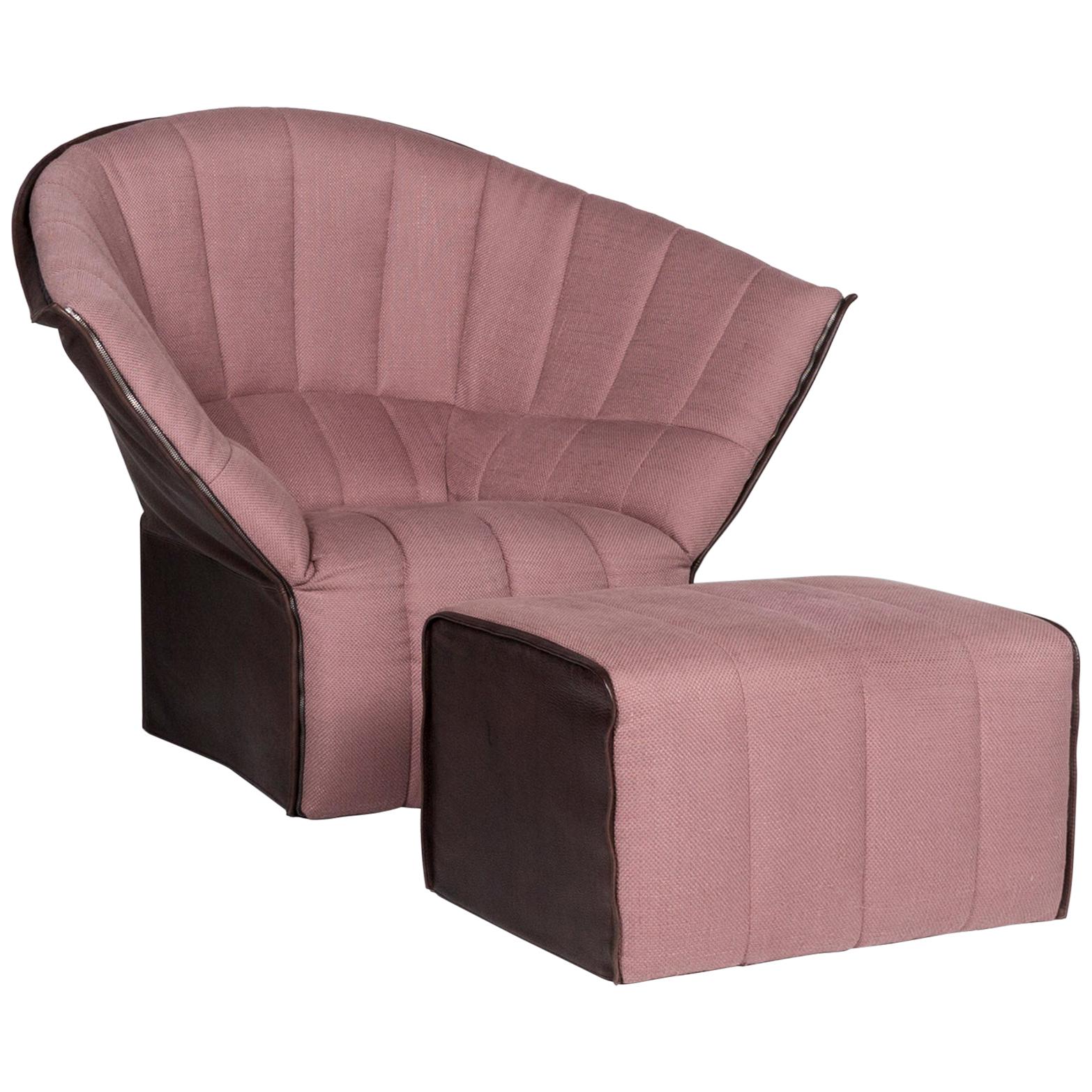 Ligne Roset Moël Stoff Sessel Inkl. Hocker Rosé Rosa Pastell Inga Sempé ...