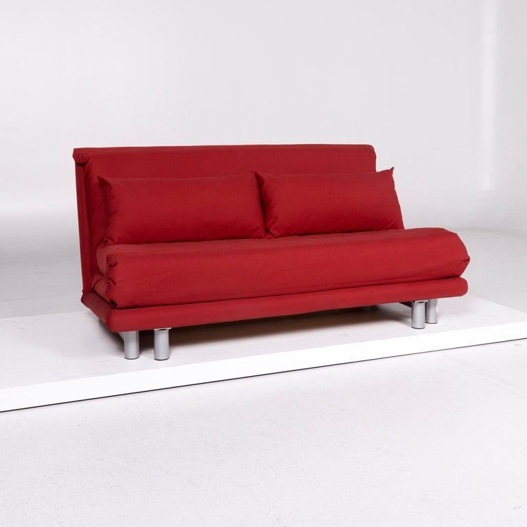 Ligne Roset Multy Fabric Sofa Bed Red Two-Seat Sofa Sleep Function ...