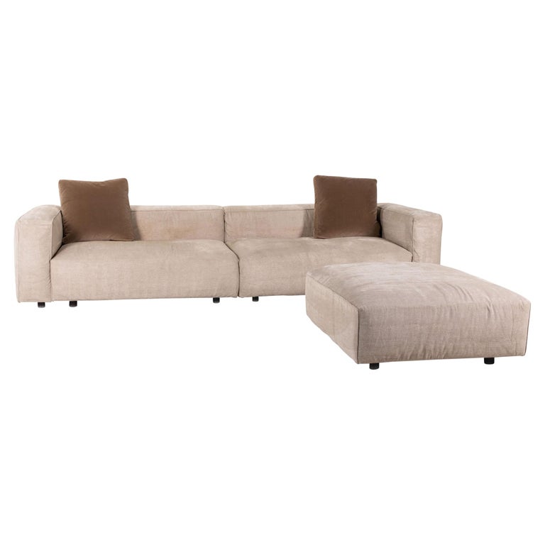 Ligne Roset Nils Fabric Sofa Set Cream 1x Four-Seat 1x Stool at 1stDibs