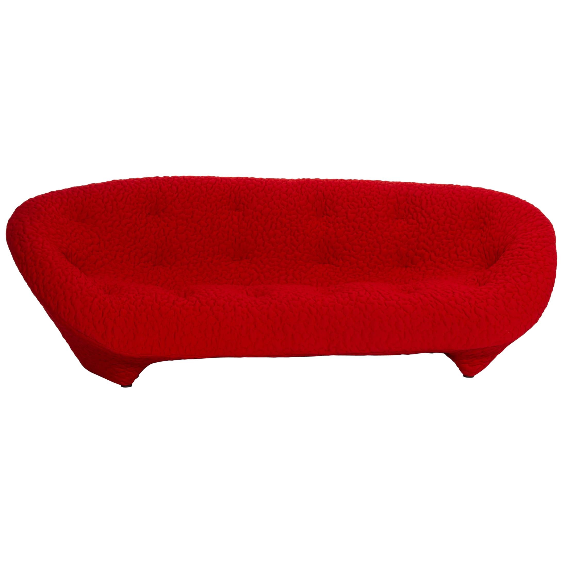 Ligne Roset Ploum Fabric Sofa Red Three-Seater at 1stDibs