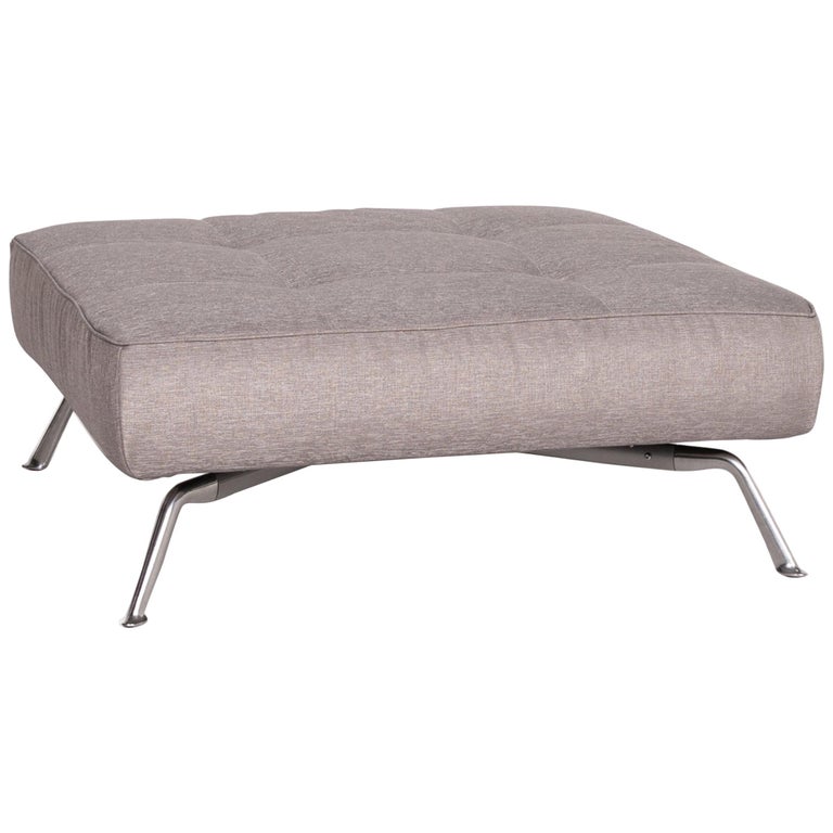 Ligne Roset Smala Fabric Stool Gray Silver Ottoman For Sale at 1stDibs