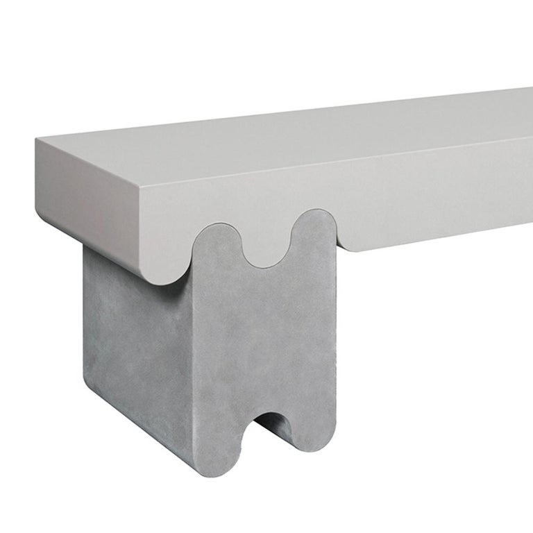 Liguria Leather Grey Bench For Sale at 1stDibs