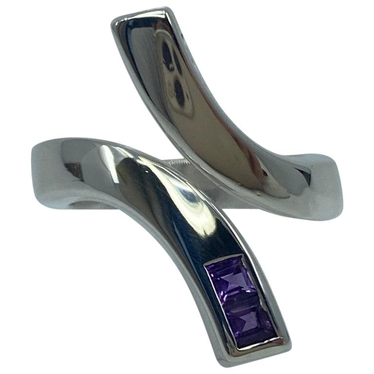 Like New Gucci Designer Amethyst Sterling Silver Twirl Ring with Box ...