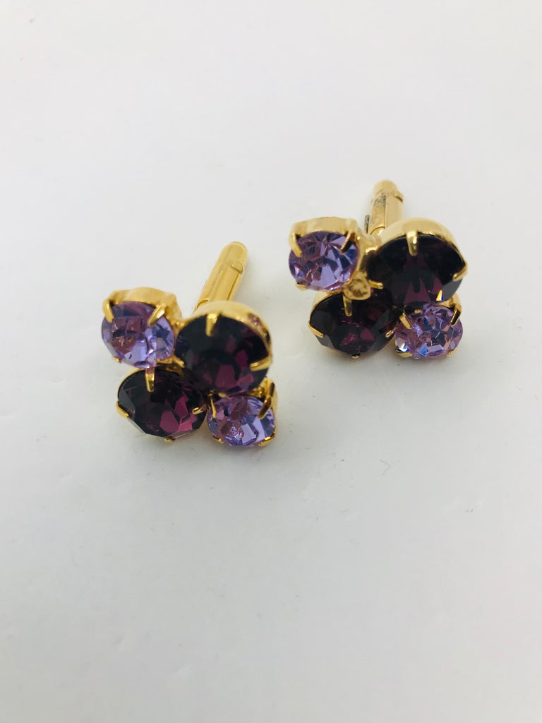 Lilac and Amethyst Austrian Crystal Cuff Links For Sale at 1stDibs